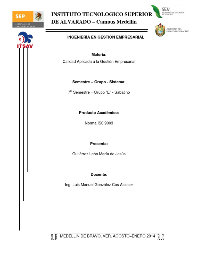 ISO 9003.docx | Iso 9000 | Calidad (comercial)