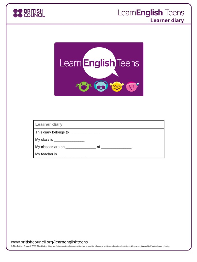 LearnEnglish Teens Learner Diary PDF | PDF | Vocabulary | Cognition
