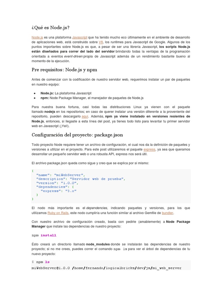 Node JS | PDF | Gestión de tecnología de la información | Áreas de ...