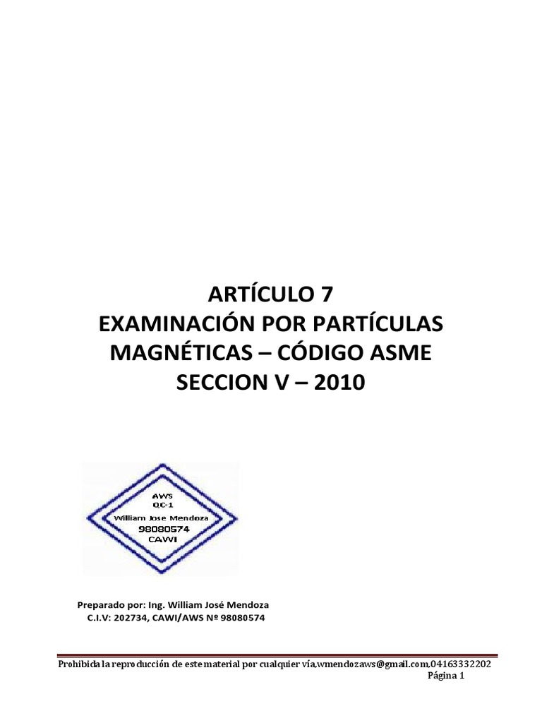 Codigo ASME Seccion V Articulo 7 - 2010 en Español PDF | PDF | Corriente eléctrica | Ligero