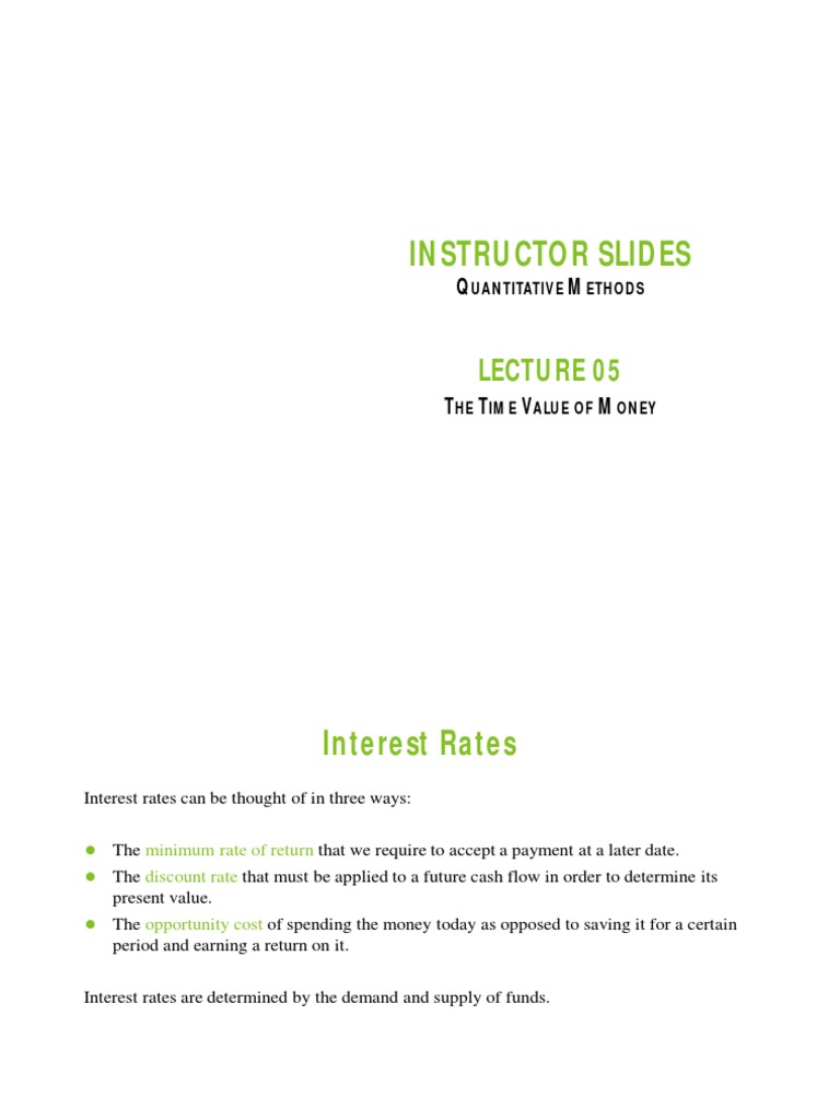 05 Lecture - The Time Value of Money PDF | PDF | Present Value | Interest