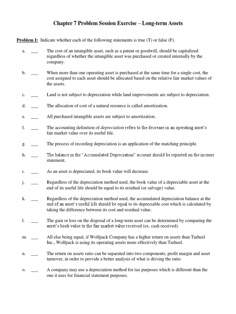 Chapter 7 Problem Session Exercise - Long-Term Assets | Descargar ...