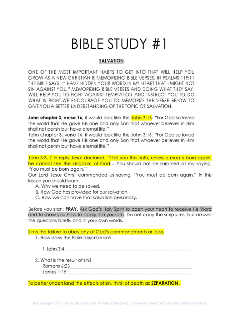 New Convert Salvation Bible Study Edit by Marcus PDF | PDF | Born Again ...