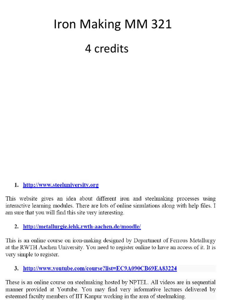 Modern Iron Making MM321 | PDF | Iron Ore | Gibbs Free Energy