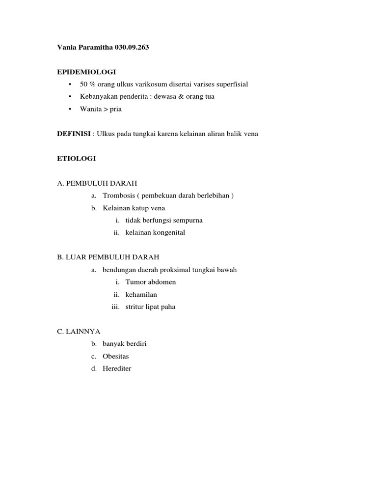 Ulkus Varikosum: Definisi dan Penatalaksanaan | PDF