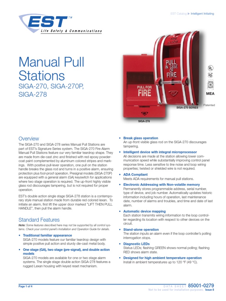 85001-0279 - Intelligent Manual Pull Stations | PDF | Electrical Wiring ...