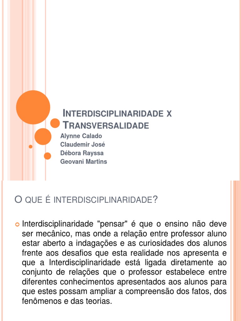 Interdisciplinaridade Vs Transversalidade | PDF