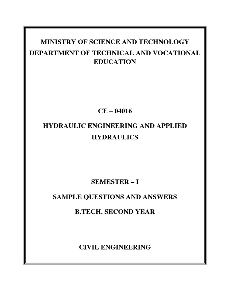Hydraulic Engineering PDF | PDF | Laminar Flow | Turbulence