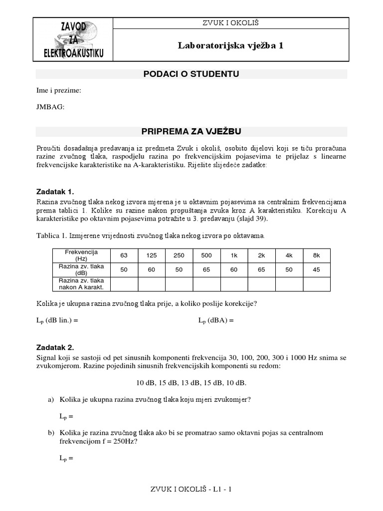 ZIO 01 Laboratorijska Vjezba | PDF