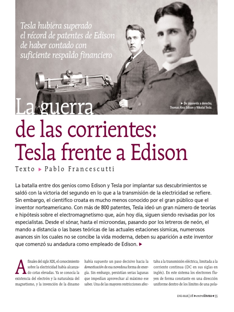 Tesla vs Edison: La Guerra de las Corrientes | PDF | Thomas Edison ...