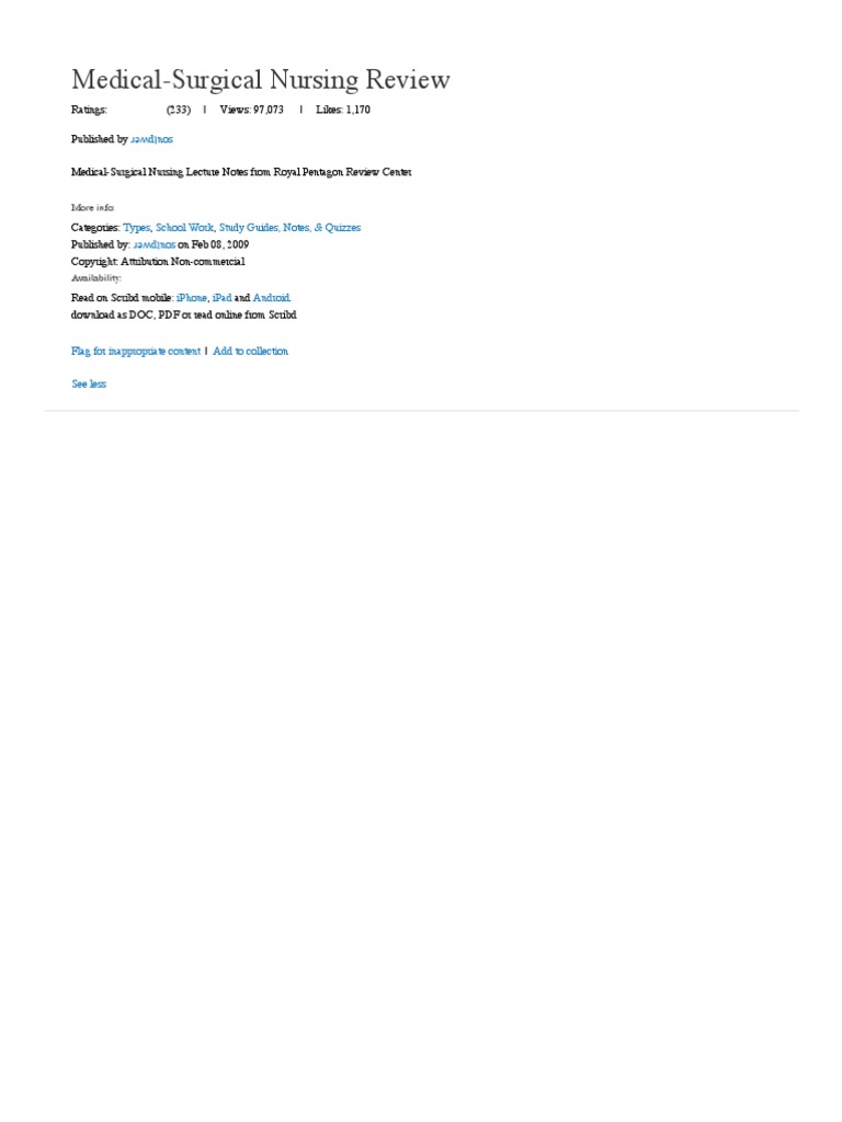 Medical-Surgical Nursing Review | PDF | Online Services