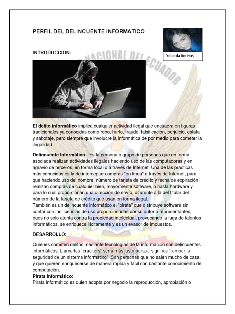 Perfil Del Delincuente Informatico PDF | PDF | Cibercrimen | Hacker de seguridad