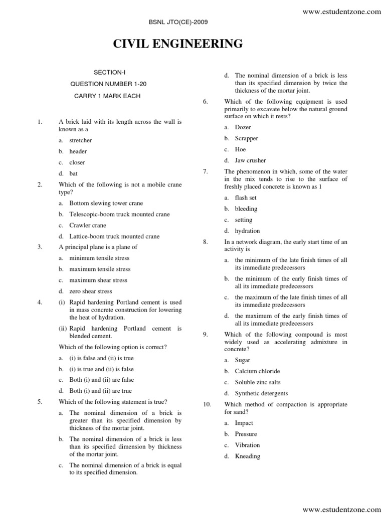 Civil Engineering Exam Questions | PDF | Beam (Structure) | Bending