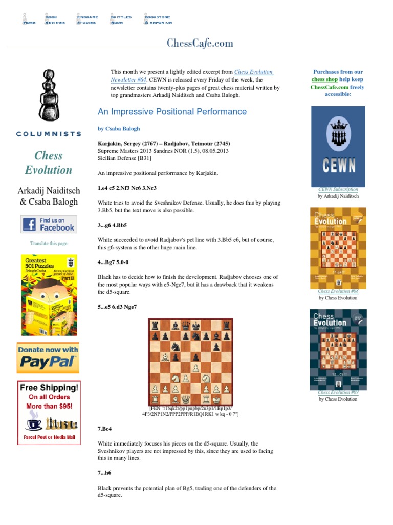 Chess Evolution: An Impressive Positional Performance | PDF | Board ...
