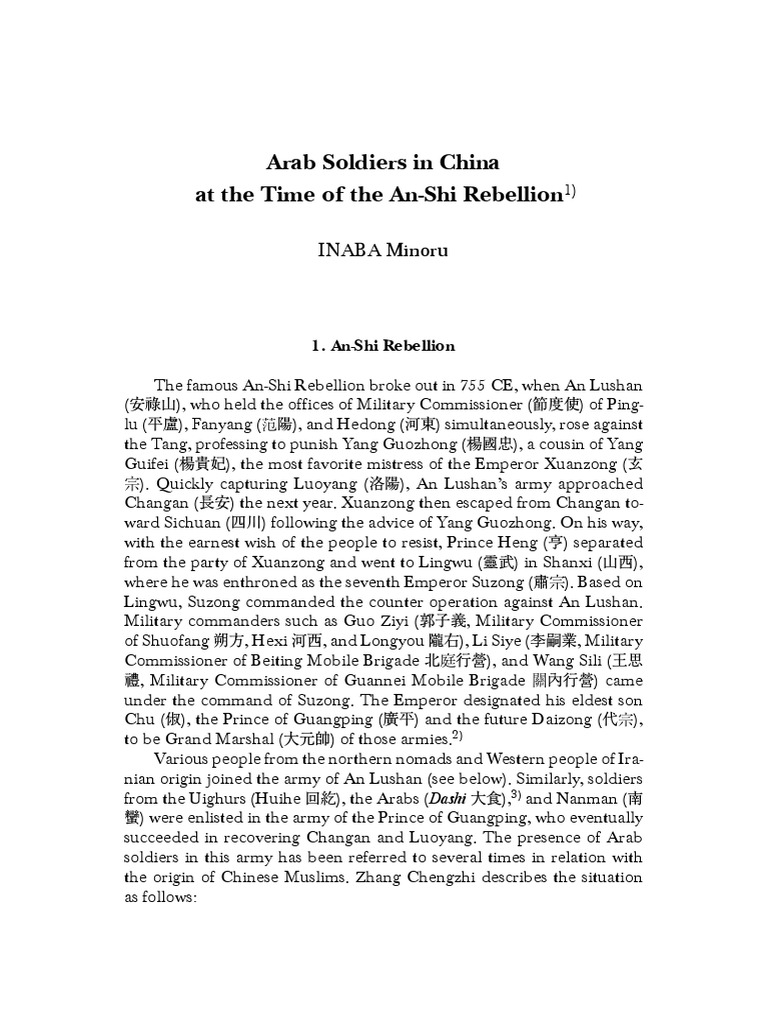 Arab Soldiers in Tang | PDF | Tang Dynasty | China