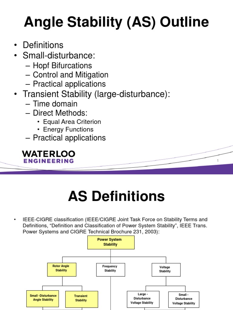 Angle Stability (AS) Outline: - Definitions - Small-Disturbance | PDF ...