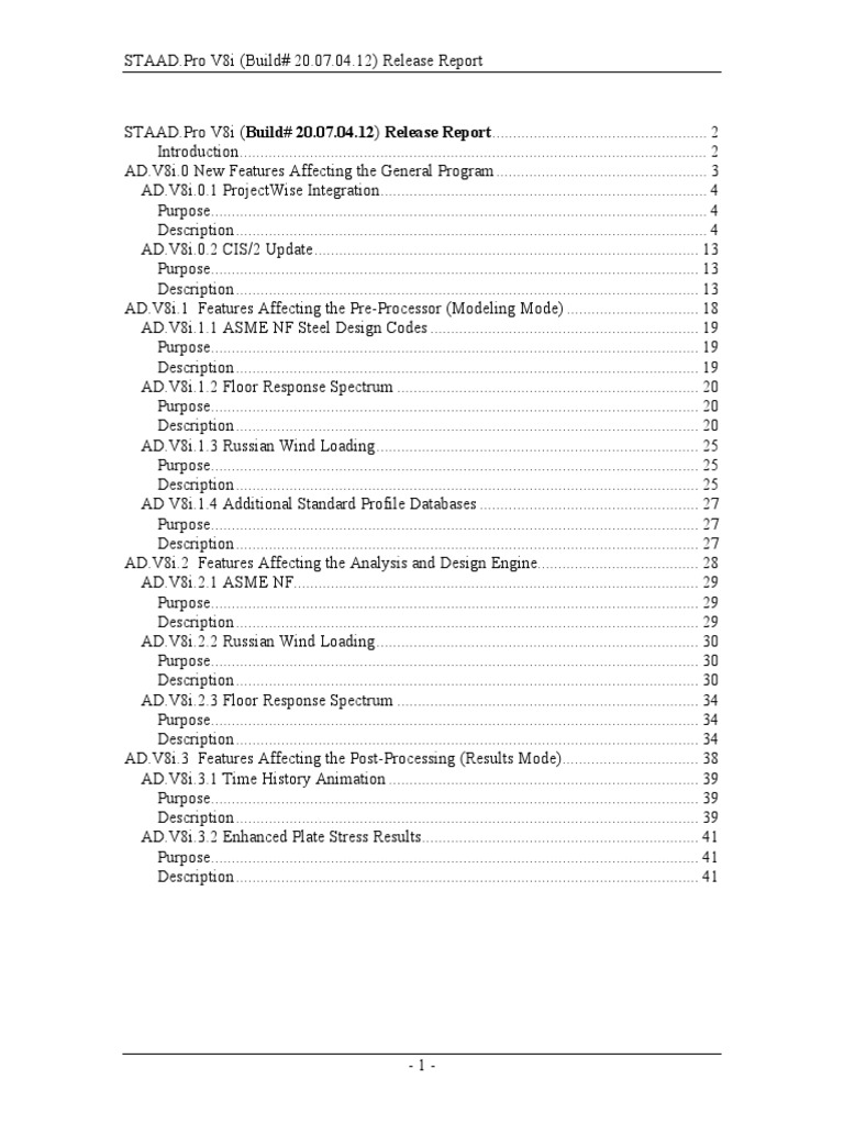 Staad Pro V8i Release Report | PDF