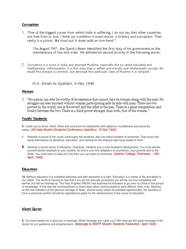 Quotes Of M Ali Jinnah Pdf Muhammad Ali Jinnah Pakistan