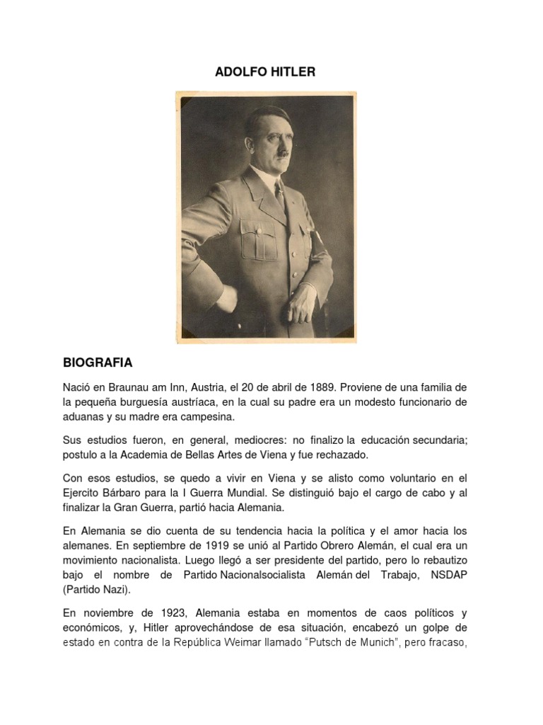 ADOLFO HITLER.docx | Adolf Hitler | Nazismo