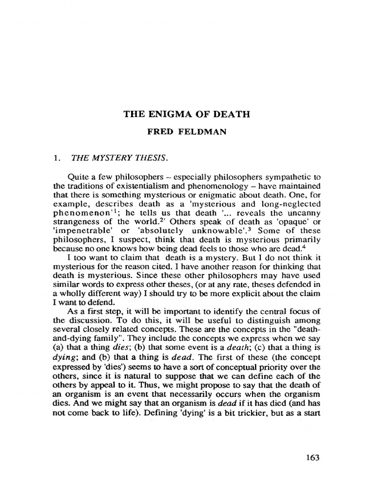 The Enigma of Death Explained | PDF | Concept | Truth