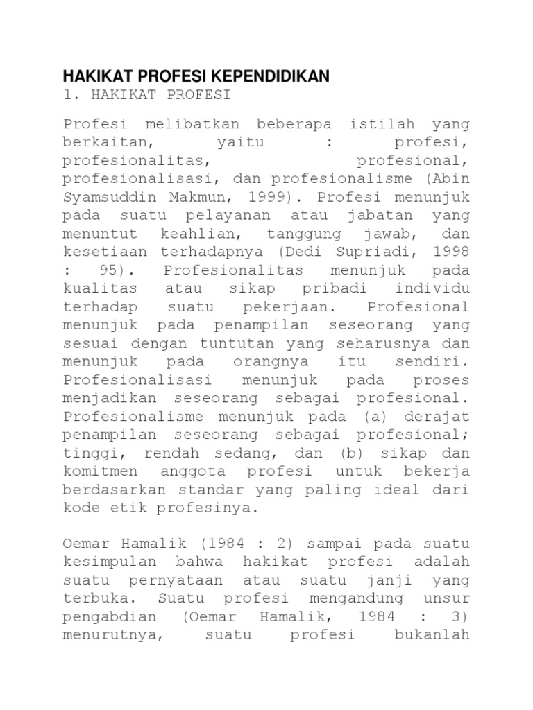 Hakikat Profesi Kependidikan | PDF