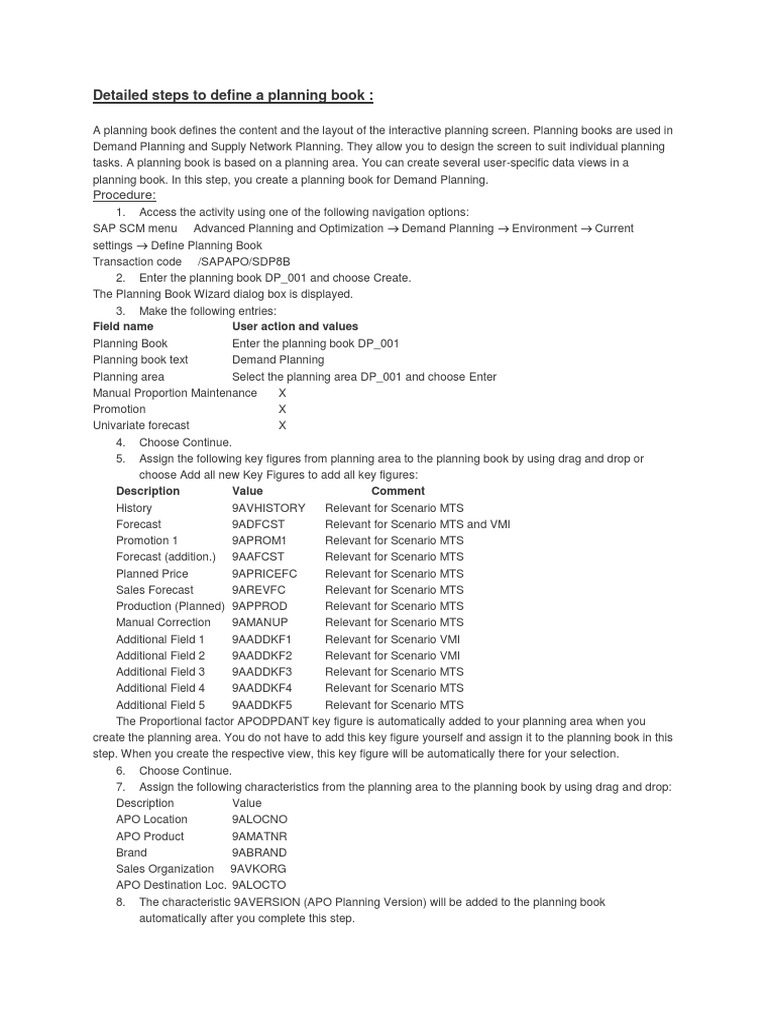 Detailed Steps For Creating Planning Book | PDF | Forecasting | Computing