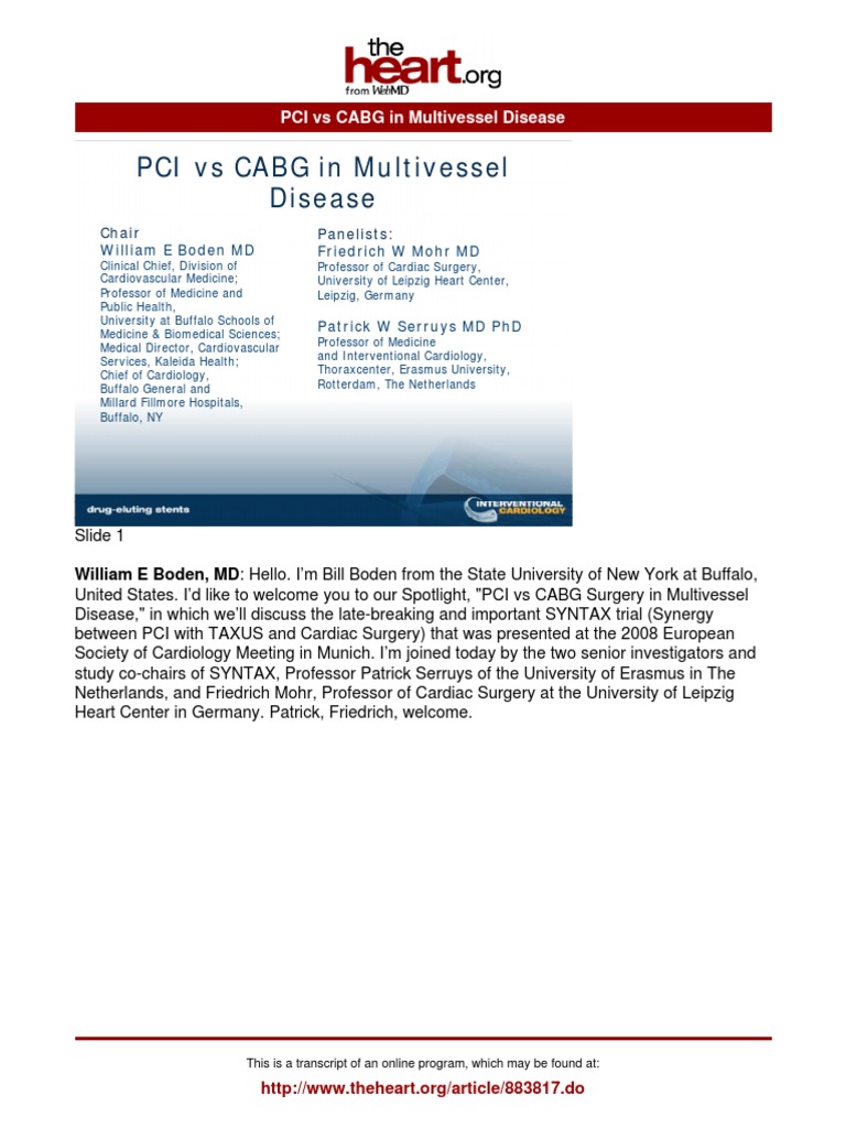 Cto Pci VS Cabg | PDF | Percutaneous Coronary Intervention | Coronary ...