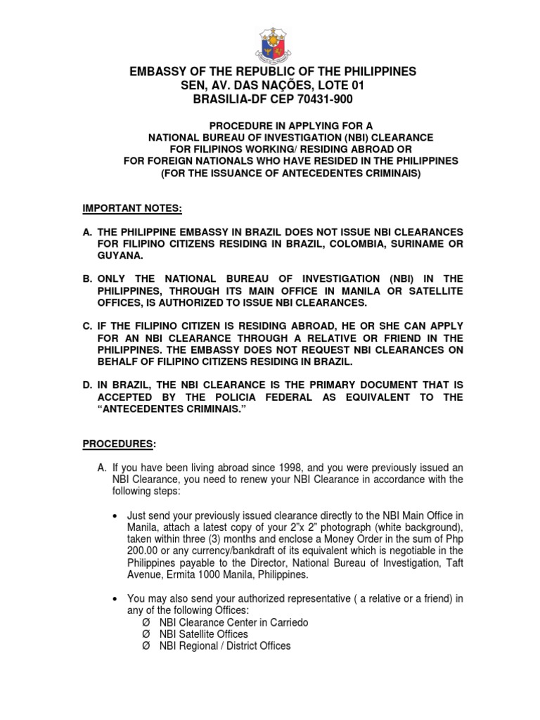 NBI Clearance | PDF | Fingerprint | Consul (Representative)