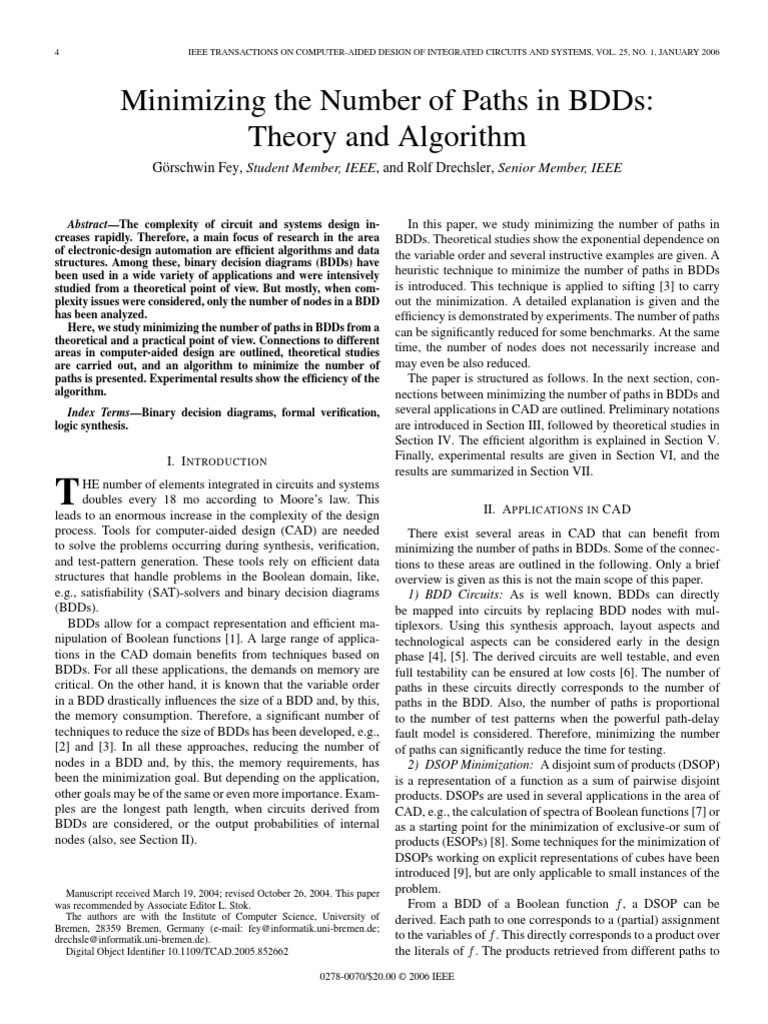 Minimizing The Number of Paths in BDDS: Theory and Algorithm | PDF | Mathematical Logic ...