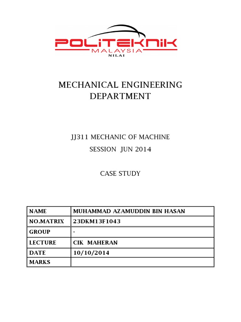 Case Study Mechanics Machine | PDF | Pendulum | Friction