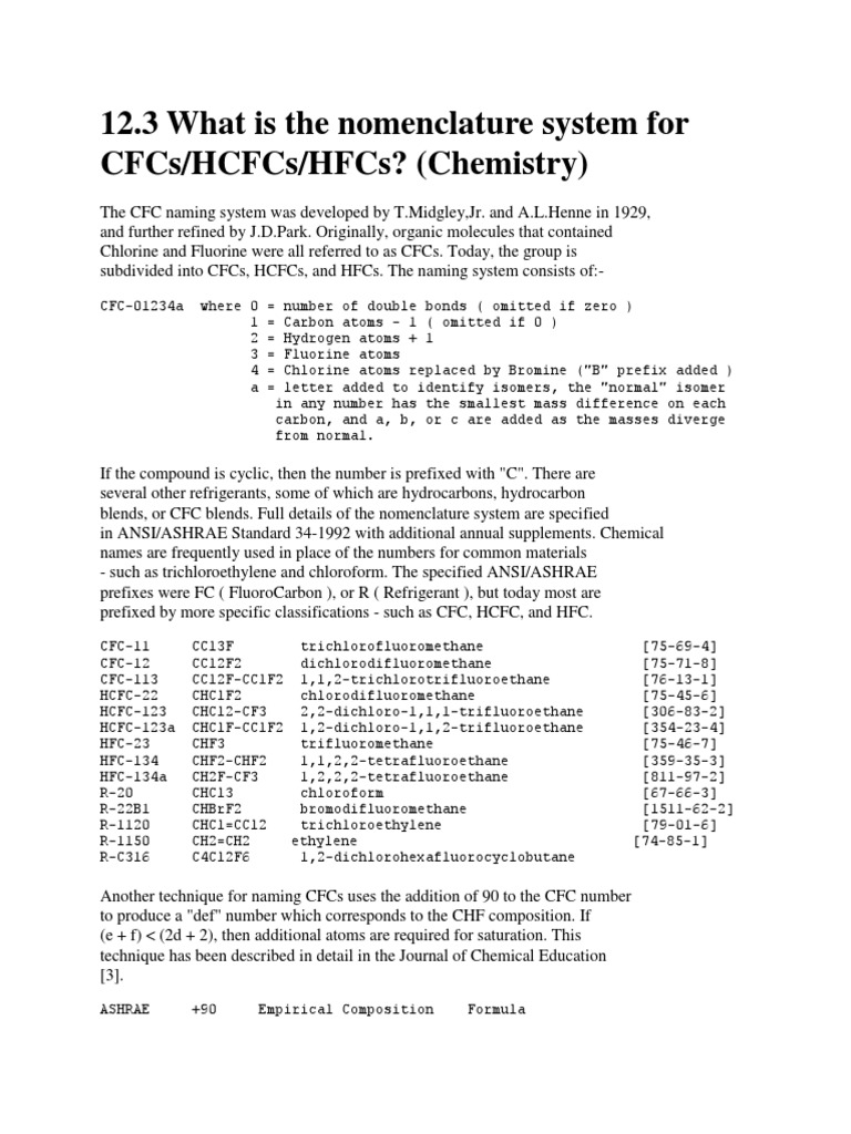 12.3 What Is The Nomenclature System For CFCS/HCFCS/HFCS? (Chemistry ...