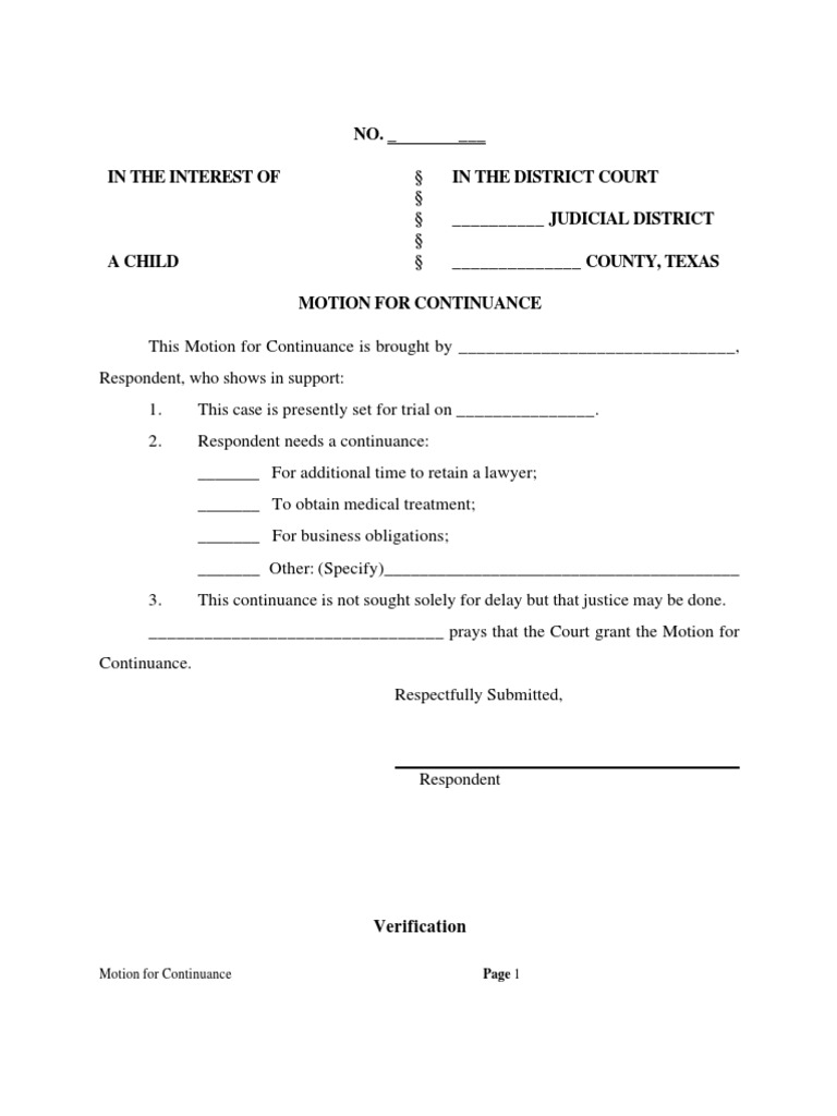 Motion For Continuance | PDF