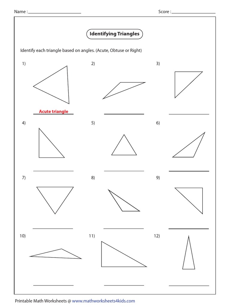 Triangle Identification Worksheet | PDF