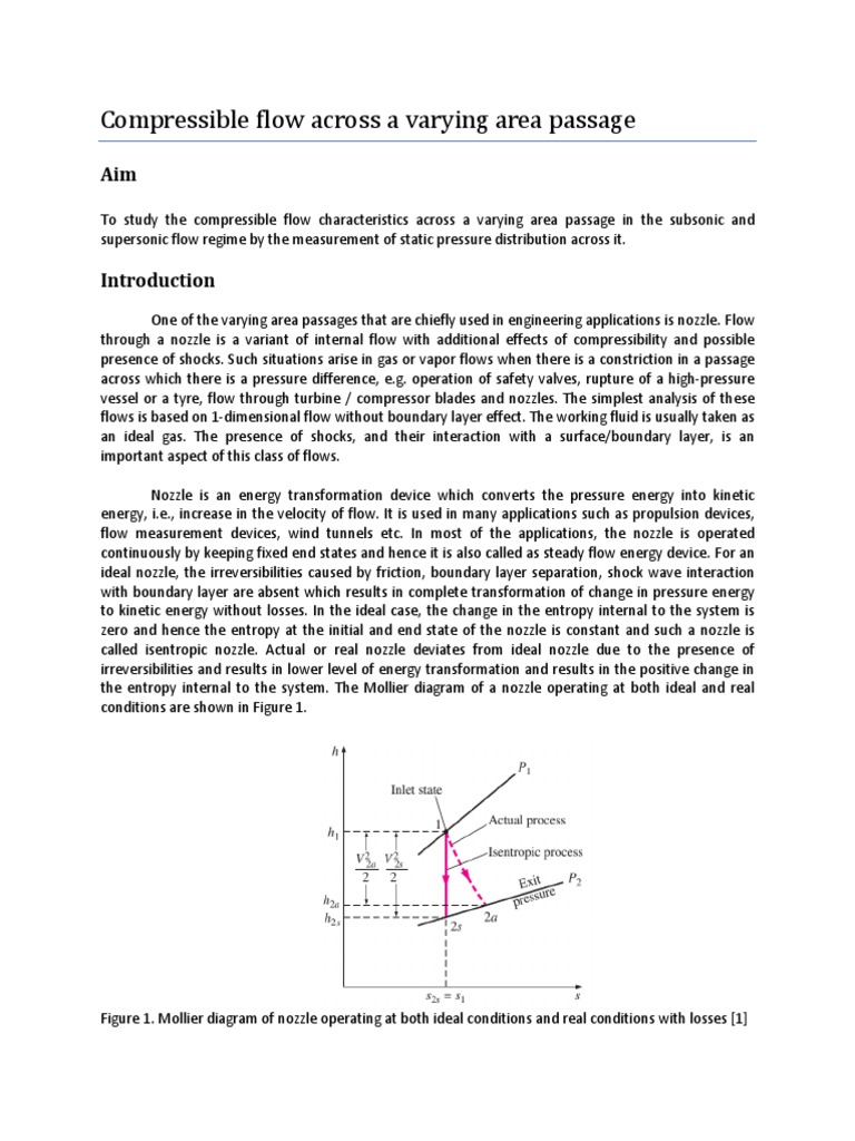 Compressible Flow Across A Varying Area Passage | PDF | Nozzle ...