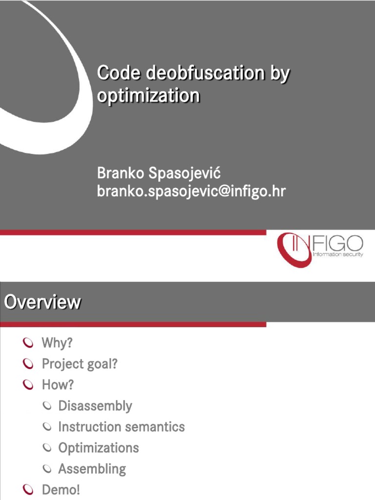 Deobfuscation - Optimice | PDF | Instruction Set | Program Optimization