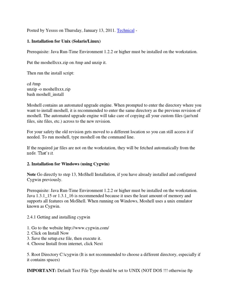 Moshell Installation Guide for Unix/Windows | PDF | Zip (File Format ...