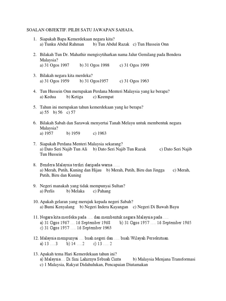 Kuiz Merdeka | PDF