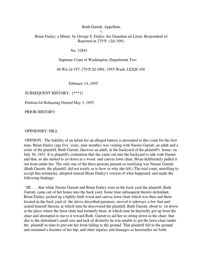 Garratt v. Dailey | Tort | Judgment (Law)