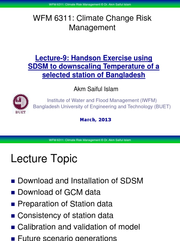 Lecture-10 Hands On Exercise SDSM 2012 | PDF | Climate | Statistics