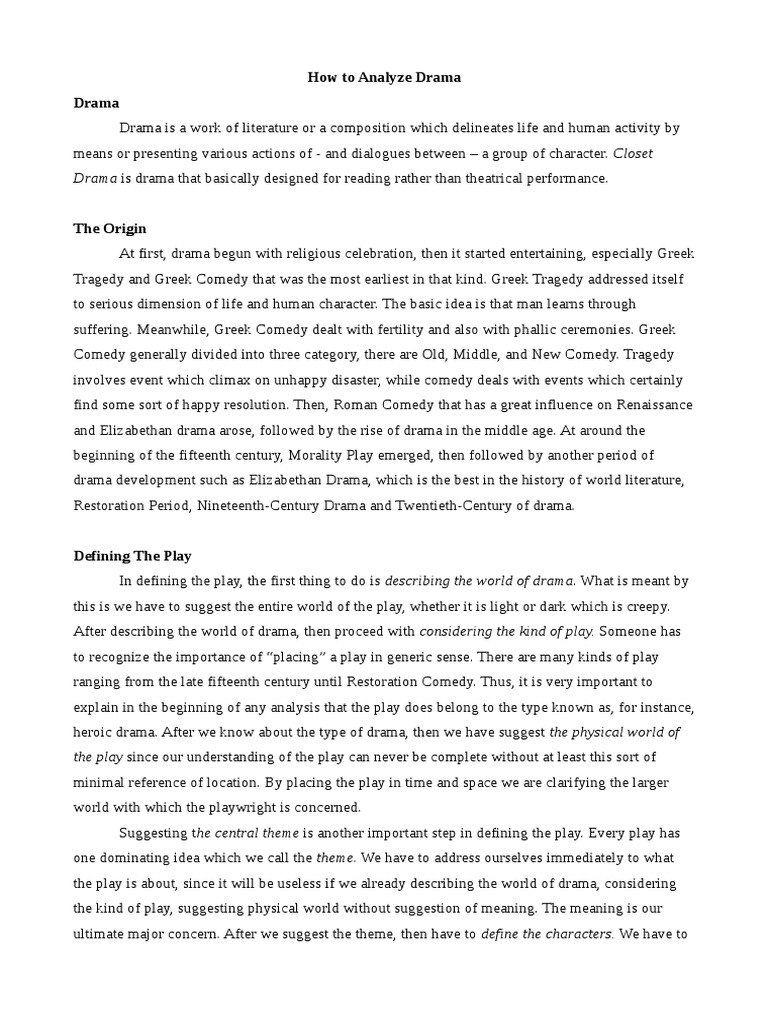 How To Analyze Drama | PDF | Comedy | Tragedy