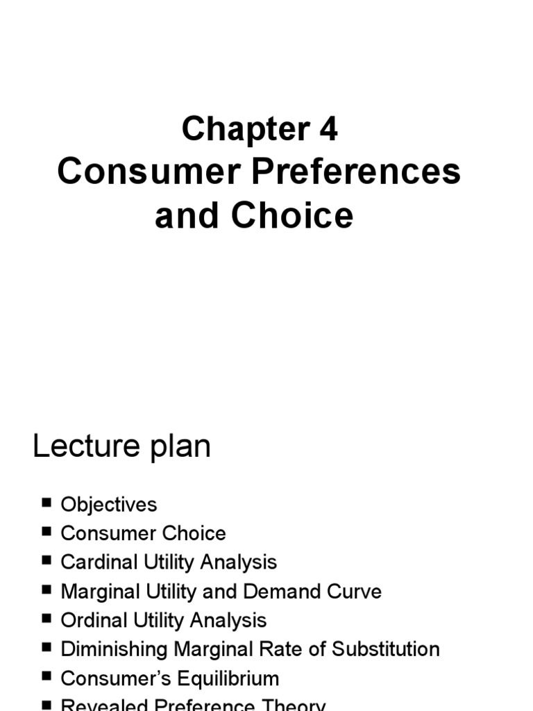 Consumer Preferences and Utility Analysis | PDF | Utility | Economic ...