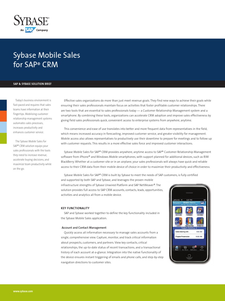 Sybase Mobile Sales SolutionBrief | PDF