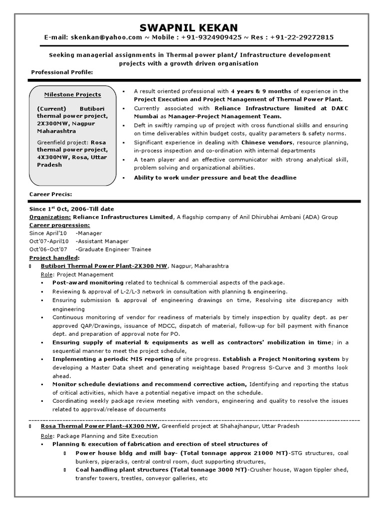 Swapnil Resume | PDF | Production And Manufacturing | Science