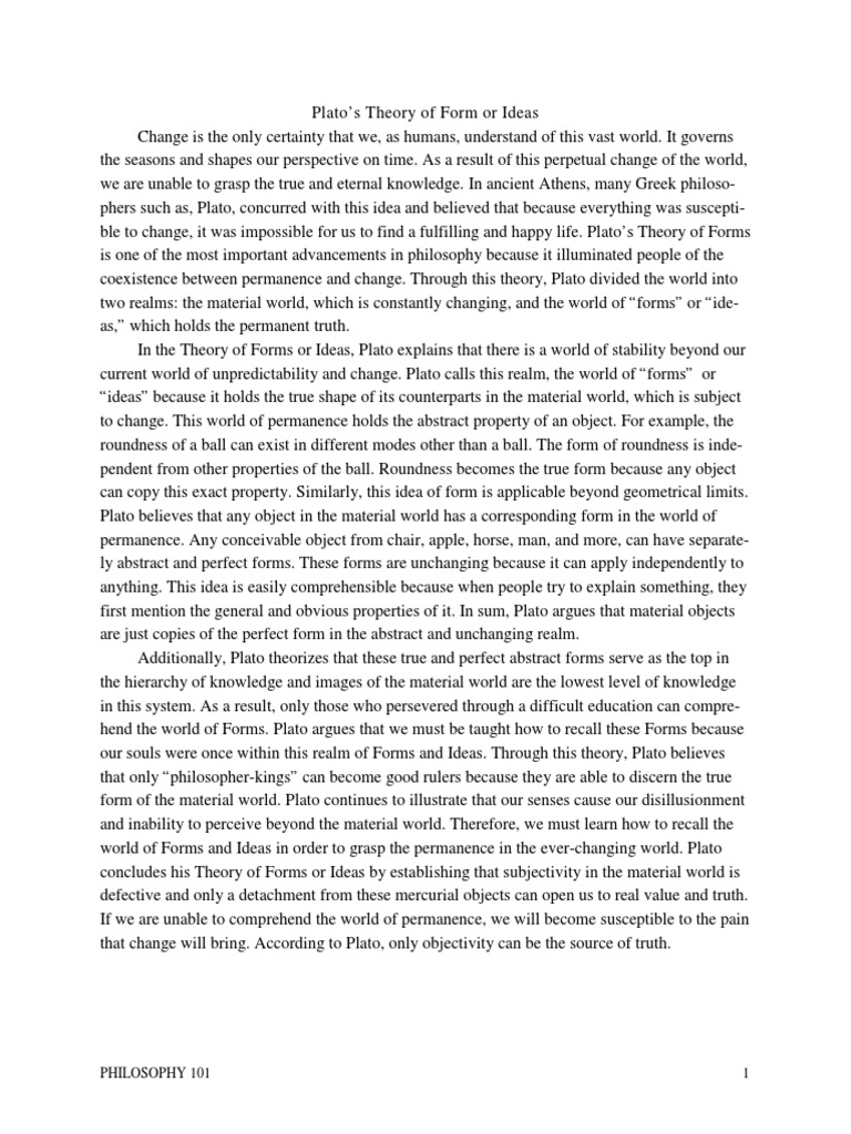 Plato's Theory of Forms: Explaining the Coexistence of Permanence and ...