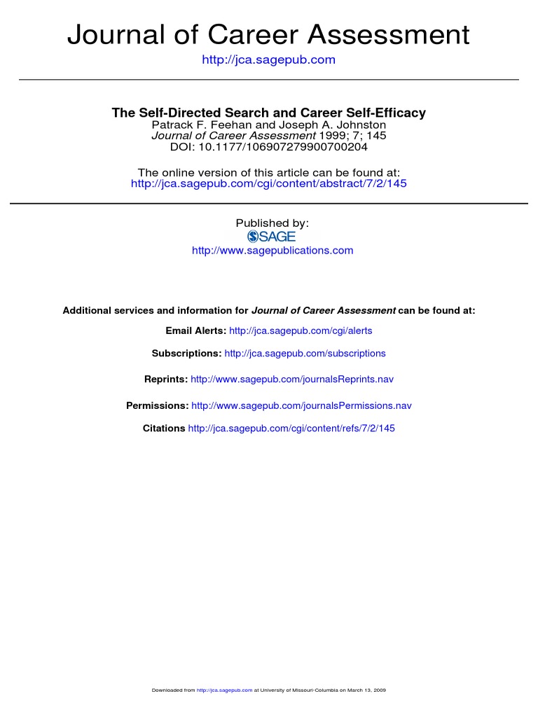 The Self-Directed Search and Career Self-Efficacy PDF | PDF | Self ...