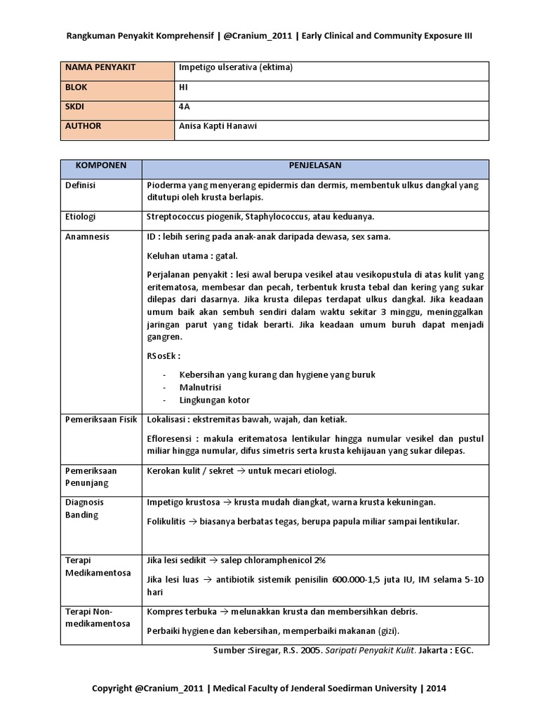 Impetigo Ulserativa (Ektima) | PDF