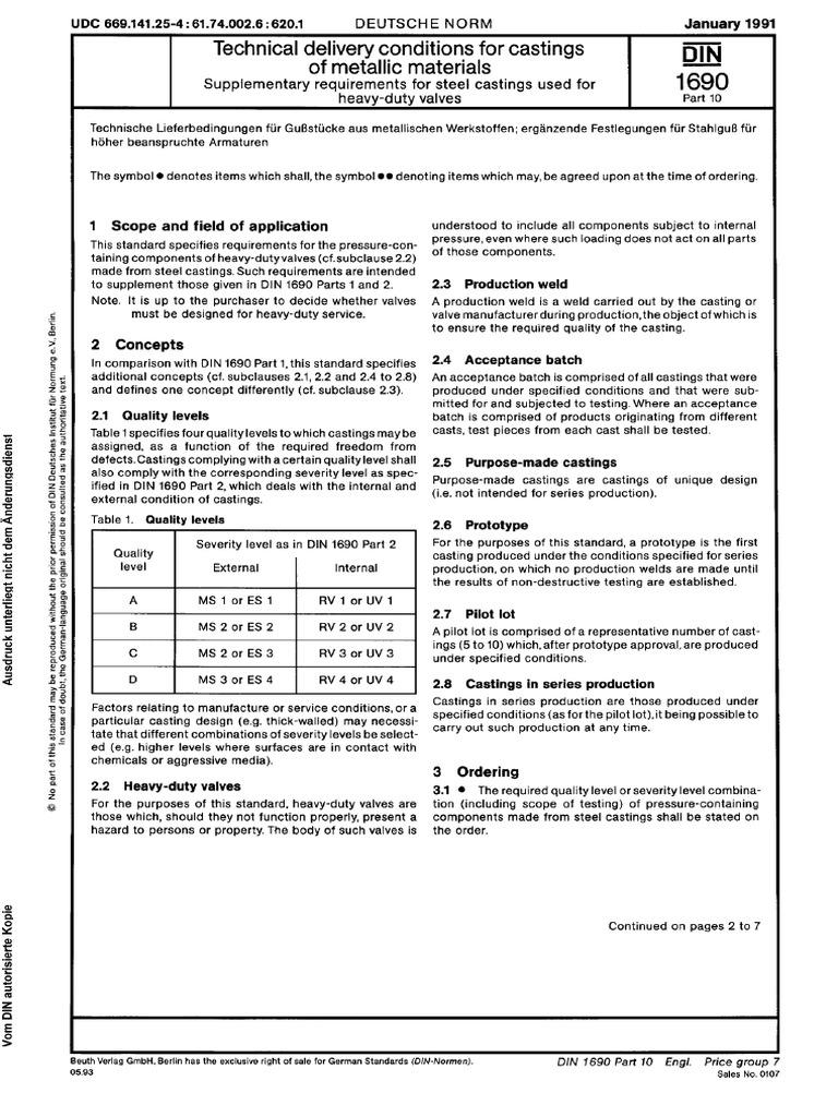 Din 1690 En-1991 | PDF
