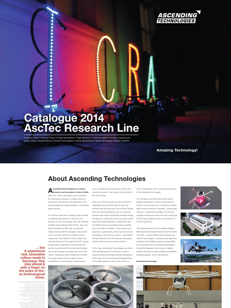 AscTec-Research-Line Catalogue 2014 PDF | PDF | Unmanned Aerial Vehicle ...