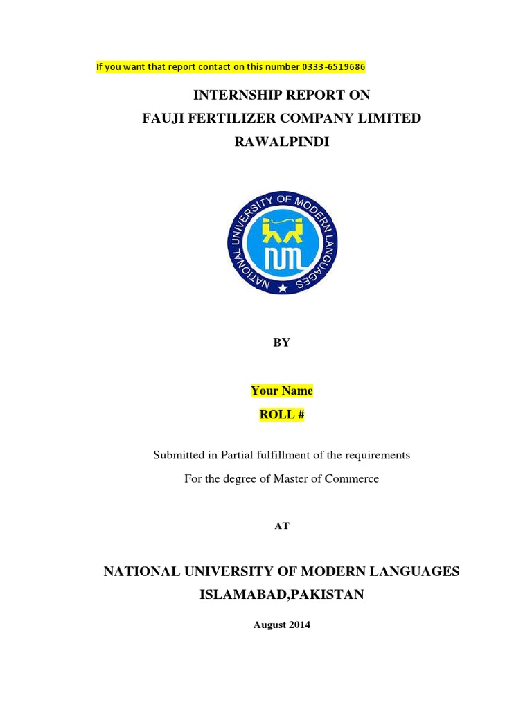 Internship Report On FFBL (Fauji Fertilizer Bin Qasim Limited) | PDF | Taxes | Corporate Social ...