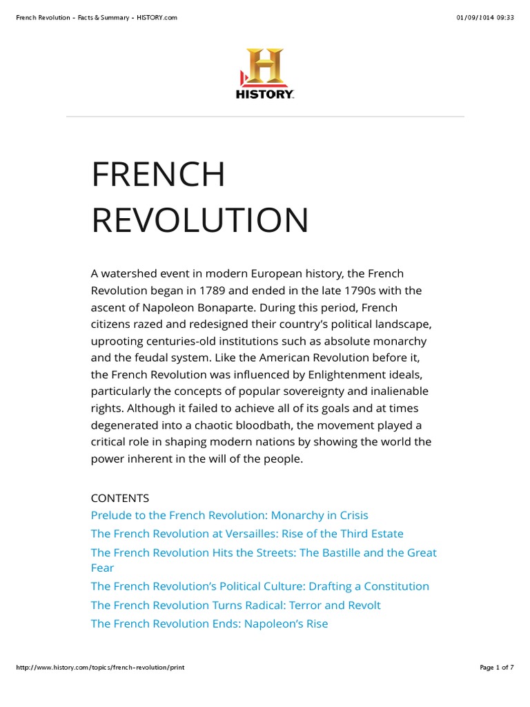 French Revolution - Facts & Summary | PDF | French Revolution | Reign ...